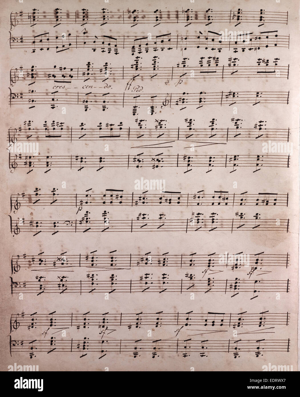 Handwritten sheet music, music notes, 19th century Stock Photo - Alamy