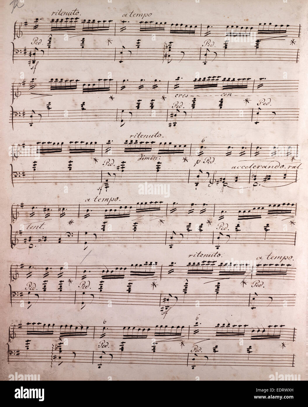 Handwritten sheet music, music notes, 19th century Stock Photo - Alamy