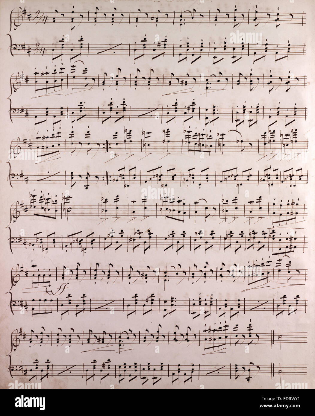 Handwritten sheet music, music notes, 19th century Stock Photo - Alamy