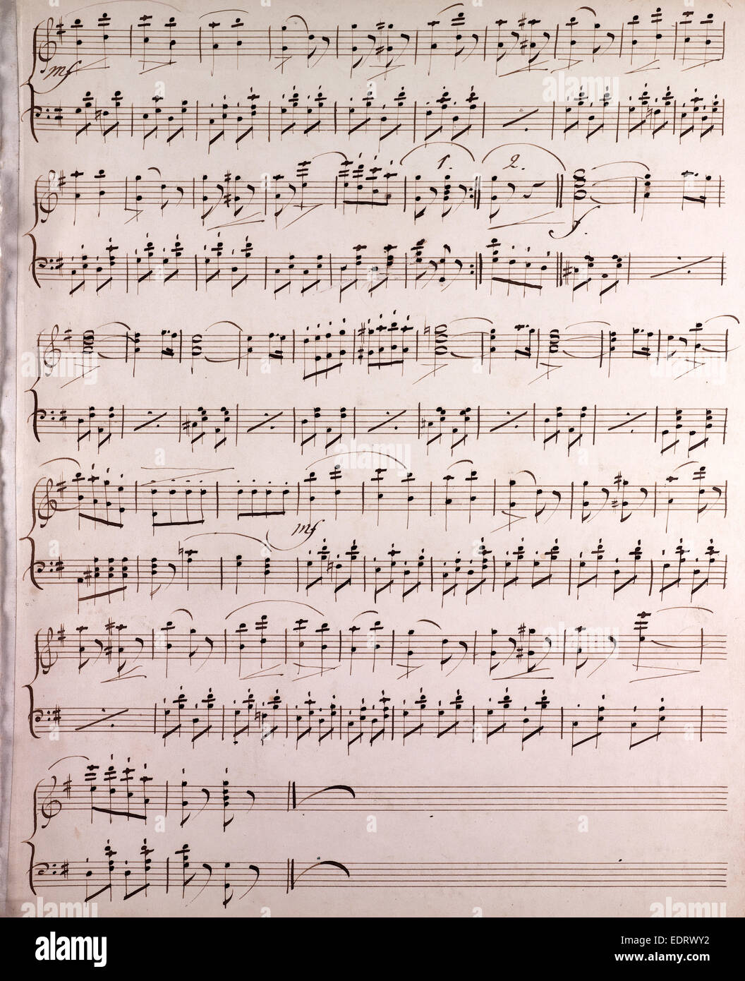 Handwritten sheet music, music notes, 19th century Stock Photo - Alamy