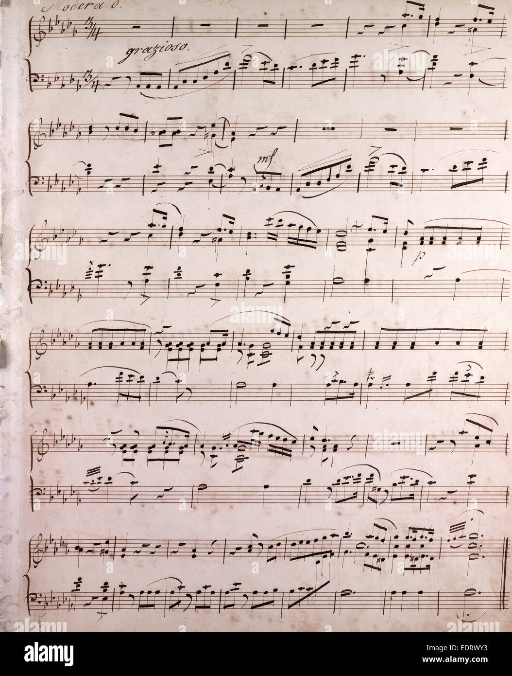 Handwritten sheet music, music notes, 19th century, grazioso Stock ...