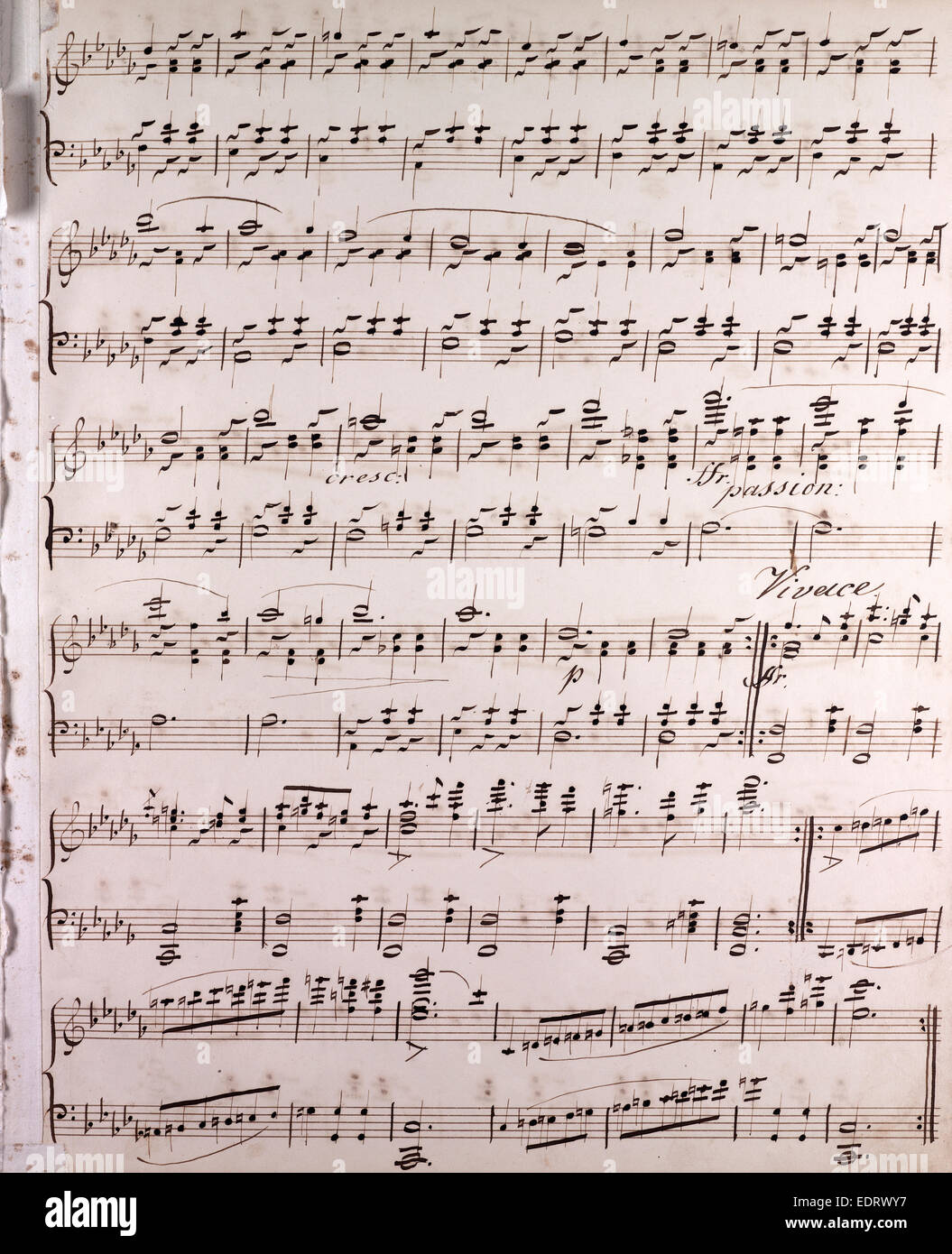 Handwritten sheet music, music notes, 19th century Stock Photo - Alamy