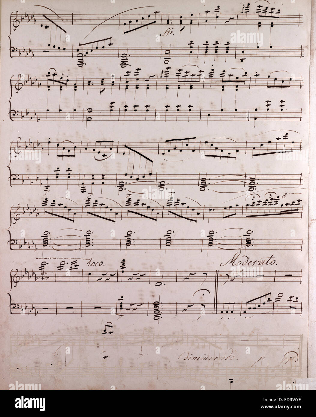 Handwritten sheet music, music notes, 19th century Stock Photo - Alamy