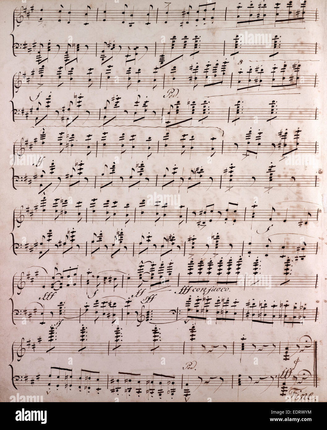 Handwritten sheet music, music notes, 19th century Stock Photo - Alamy