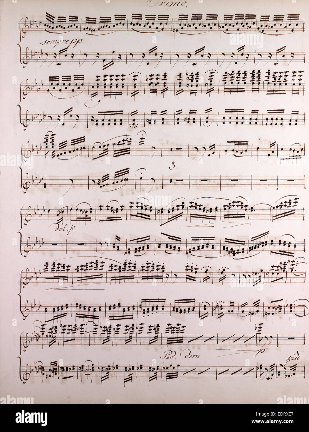 Handwritten sheet music, music notes, 19th century, primo Stock Photo ...