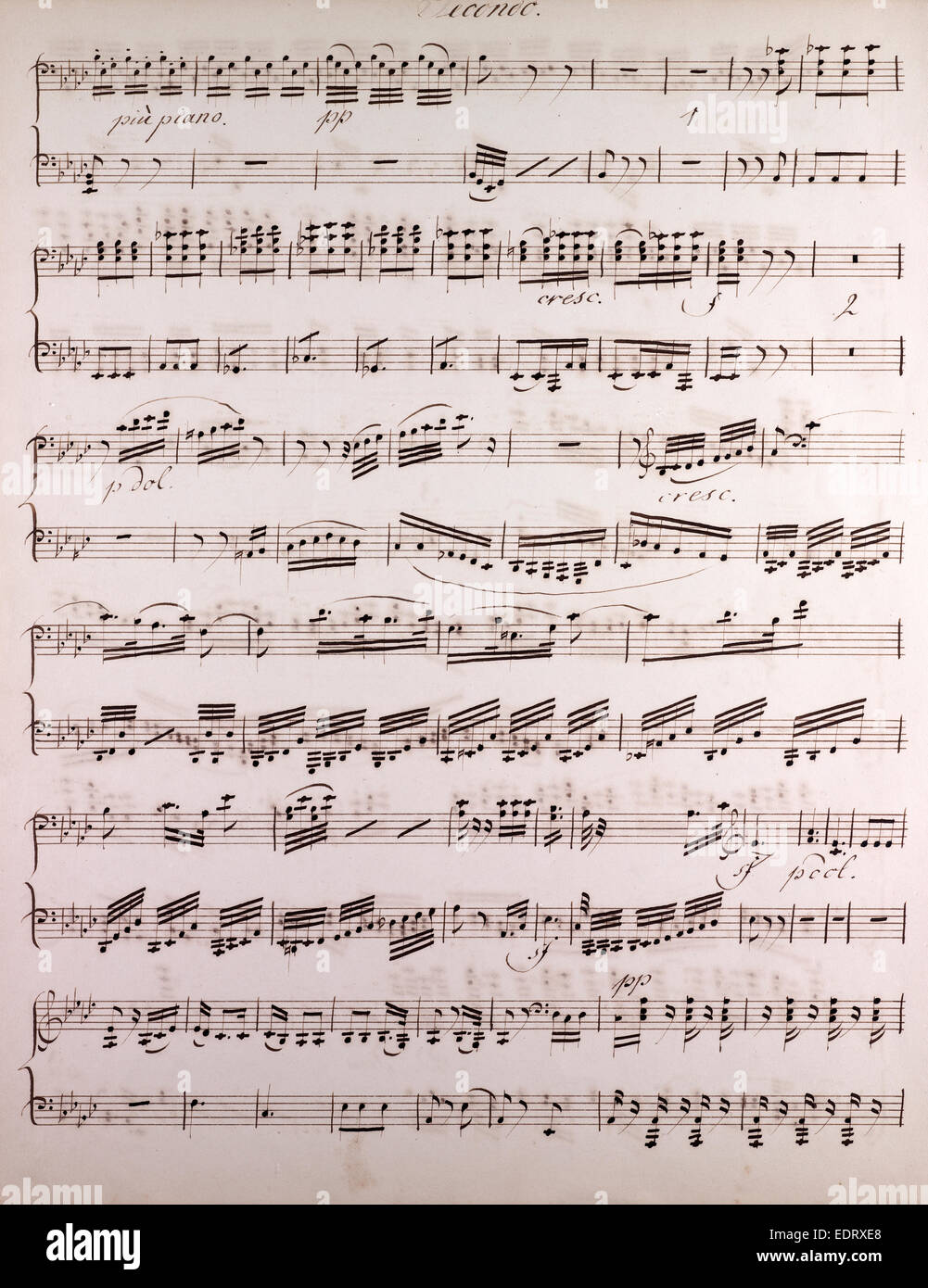 Handwritten sheet music, music notes, 19th century, secondo Stock Photo ...