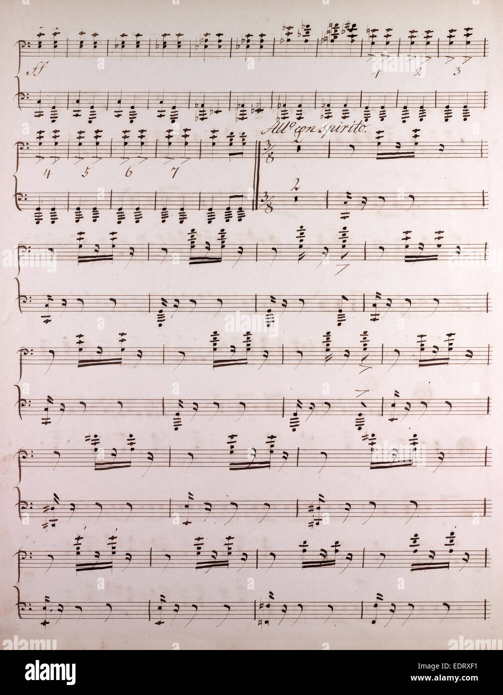 Handwritten sheet music, music notes, 19th century Stock Photo - Alamy