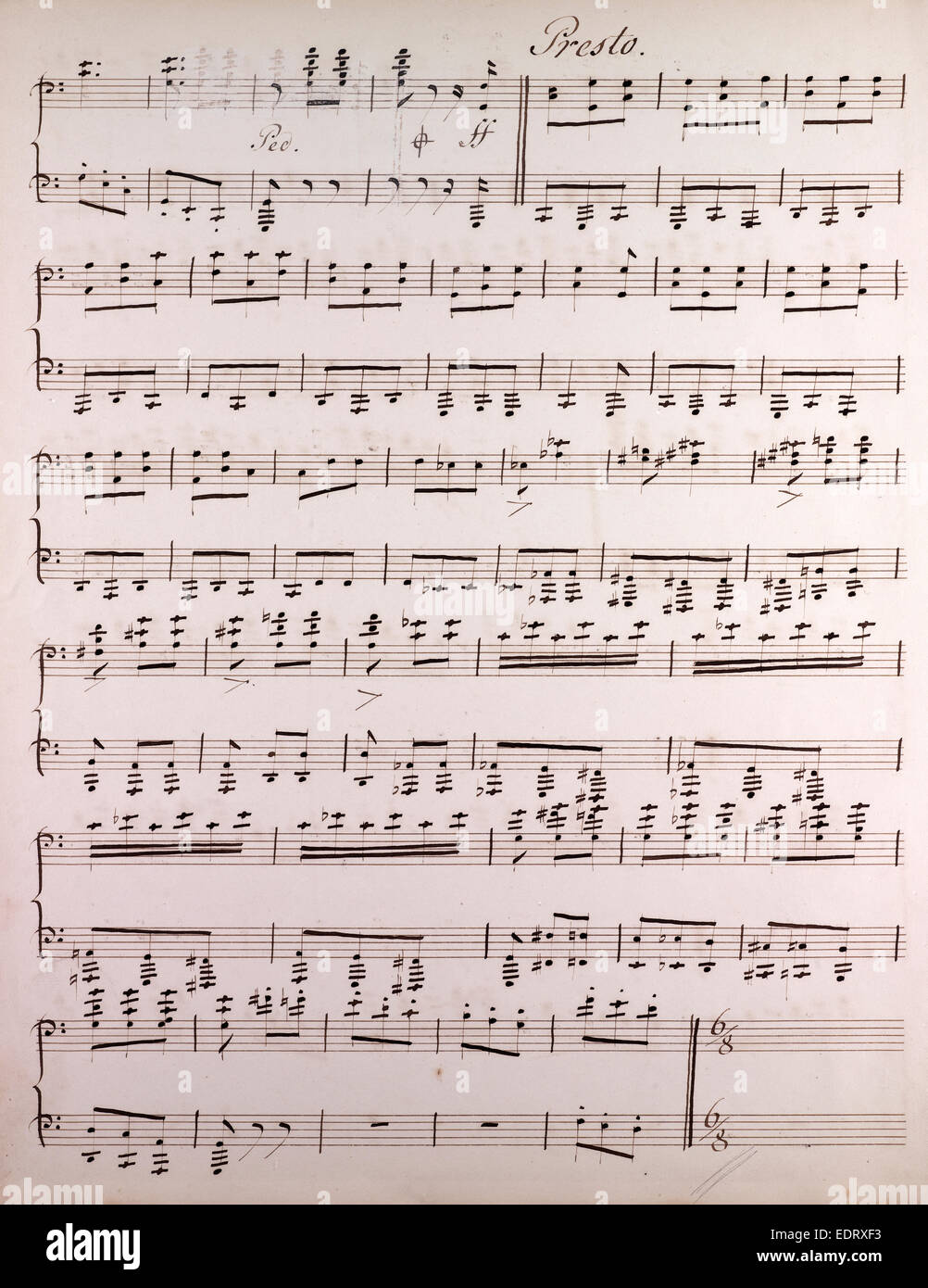 Handwritten sheet music, music notes, 19th century, presto Stock Photo ...