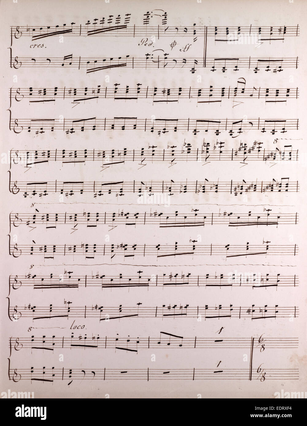 Handwritten sheet music, music notes, 19th century Stock Photo - Alamy