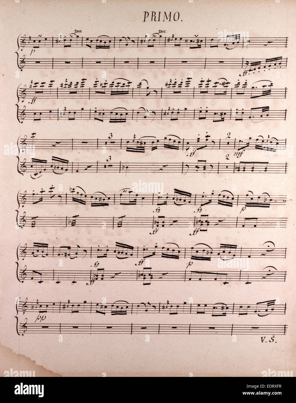 Handwritten sheet music, music notes, 19th century Stock Photo - Alamy