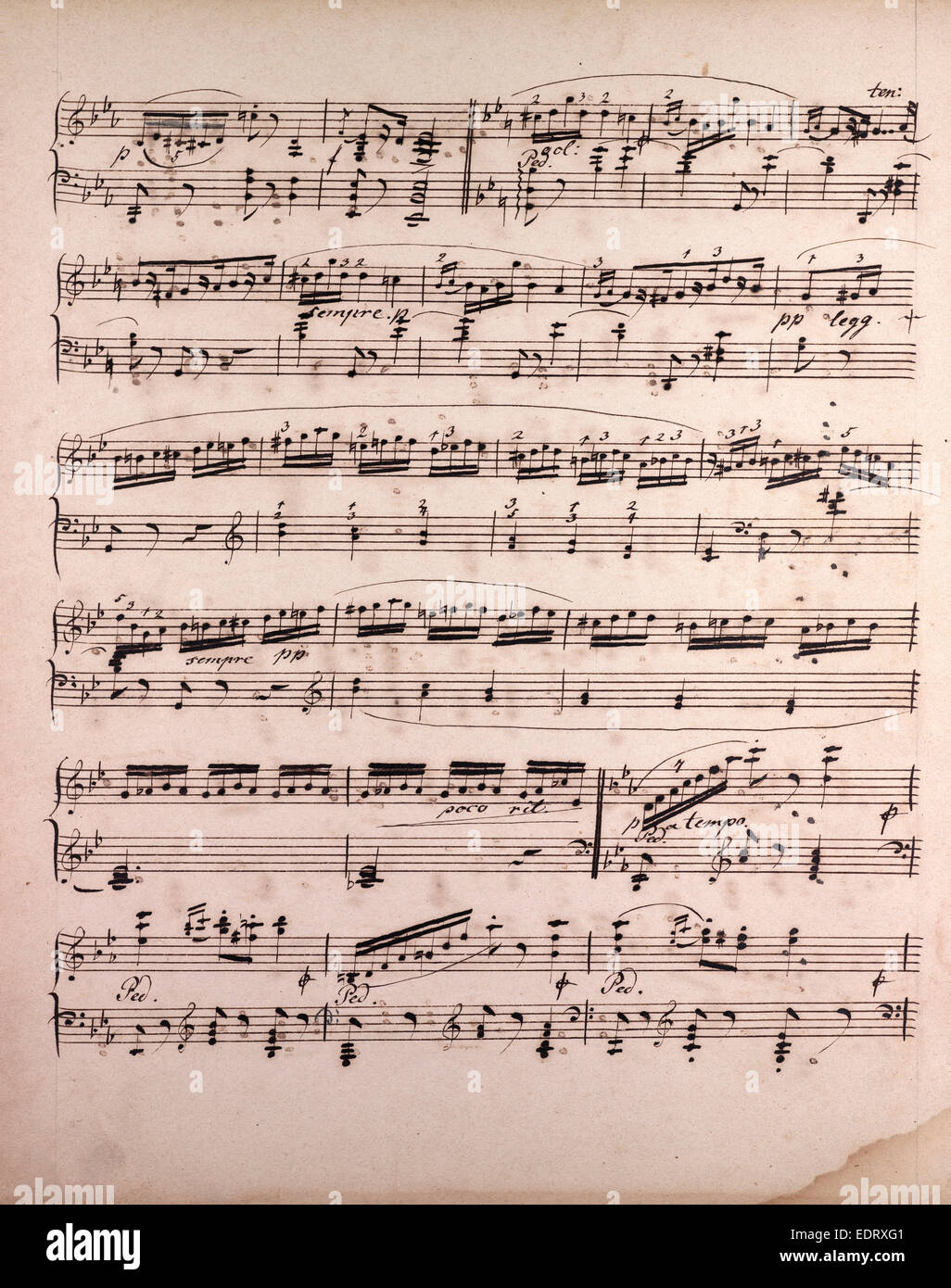 Handwritten sheet music, music notes, 19th century Stock Photo - Alamy