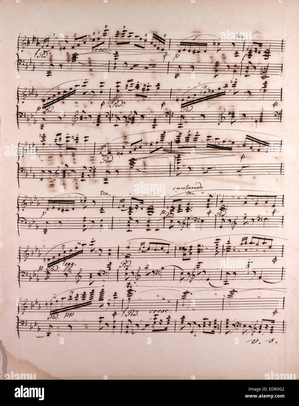 Handwritten sheet music, music notes, 19th century Stock Photo - Alamy