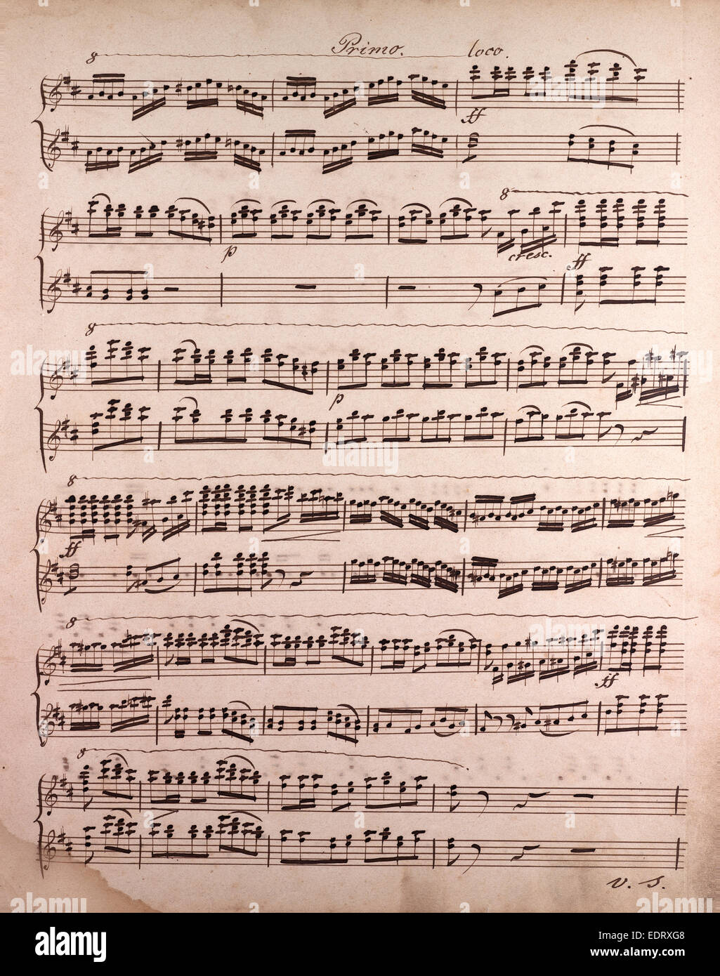 Handwritten sheet music, music notes, 19th century Stock Photo - Alamy
