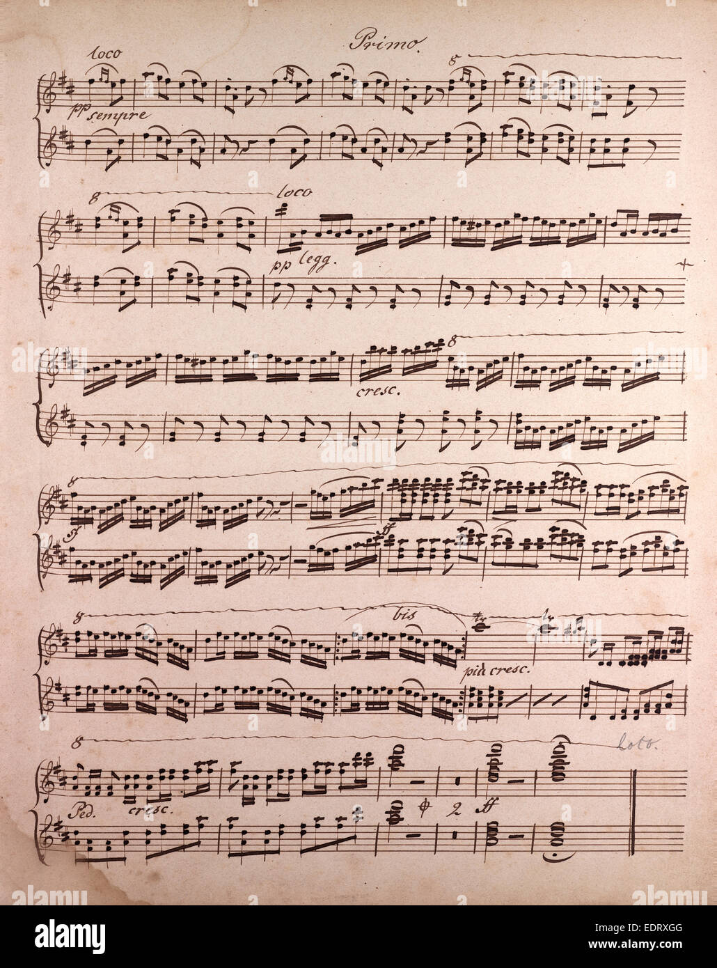 Handwritten sheet music, music notes, 19th century Stock Photo - Alamy