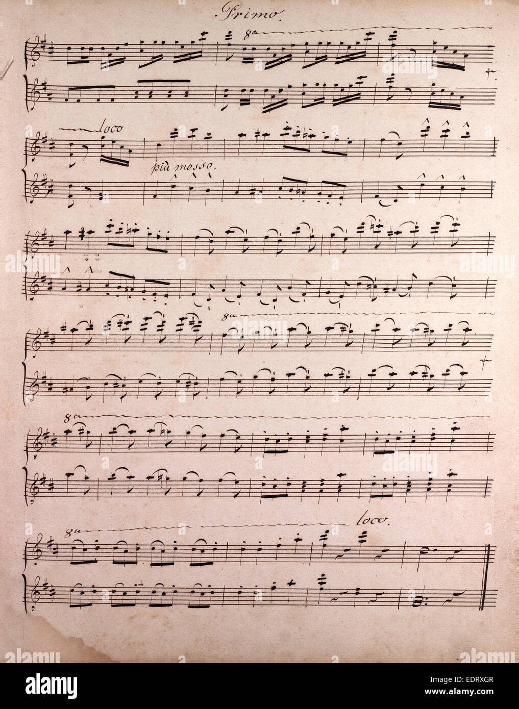 Handwritten sheet music, music notes, 19th century Stock Photo - Alamy