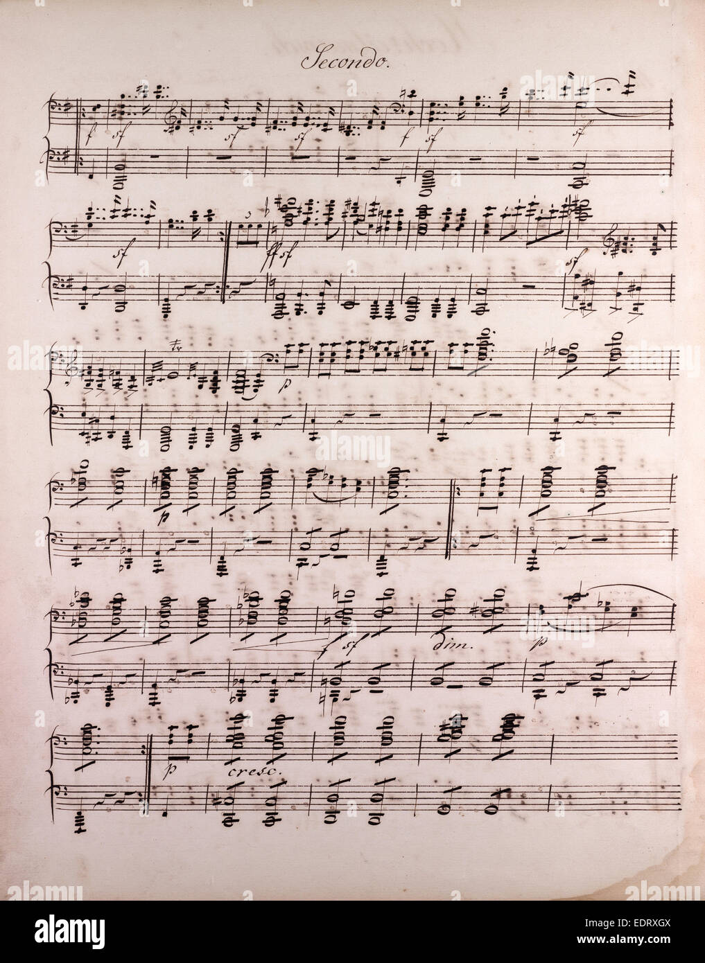 Handwritten sheet music, music notes, 19th century Stock Photo - Alamy