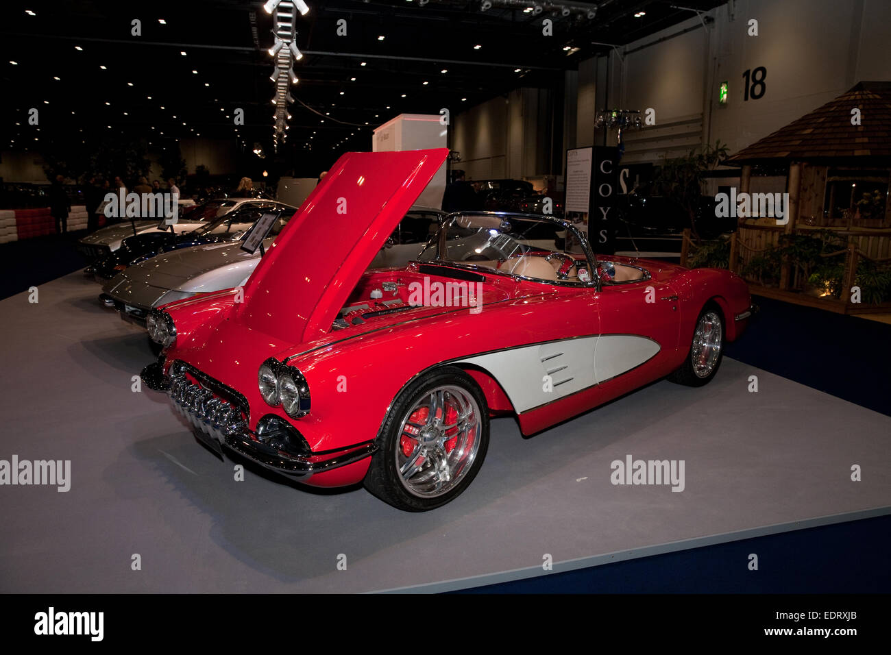 1959 red corvette on show at the London Classic car show Excel Stock ...