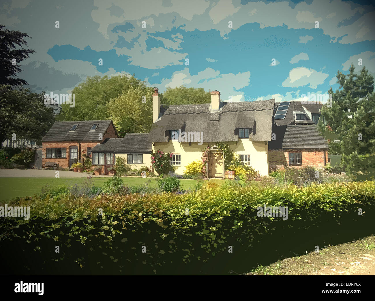 Thatched corner cottage hi-res stock photography and images - Alamy