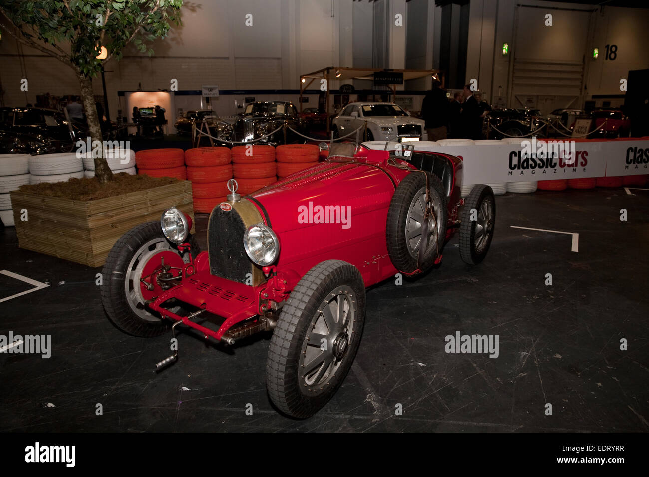 1924 red Bugatti type 35B on show at the London Classic car show Excel ...