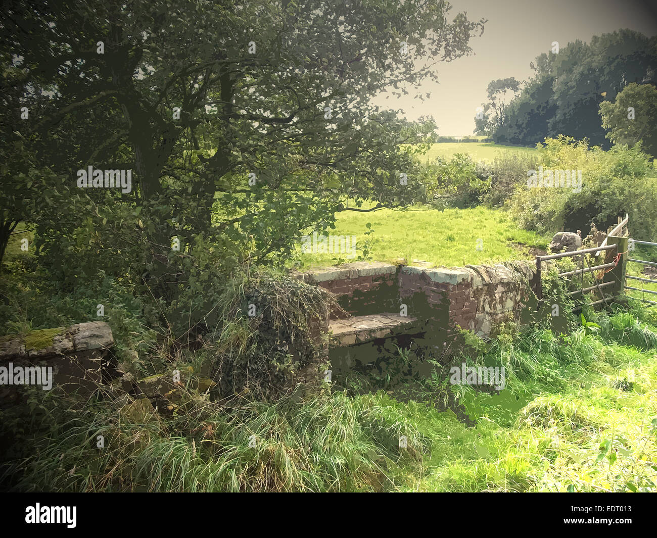 A Quaint Stone Bench, This seat is built into a bridge crossing a ...