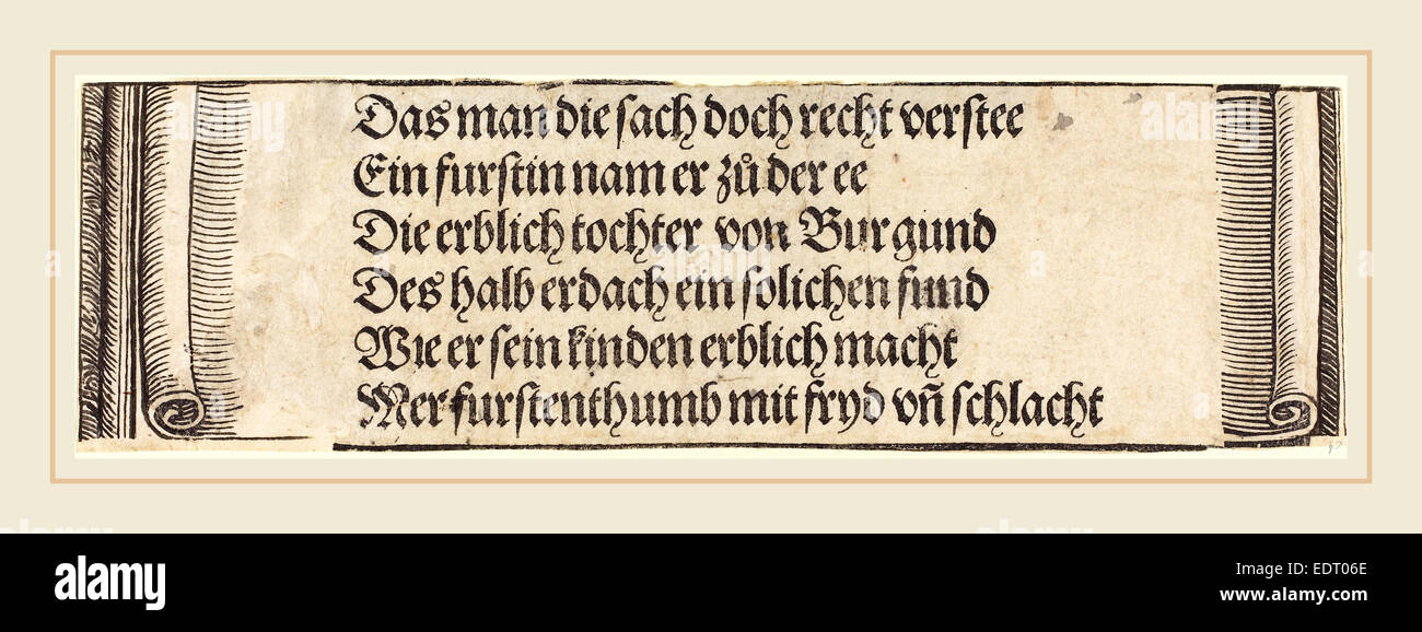 Albrecht Dürer (German, 1471-1528), Printed text for "The Betrothal of ...