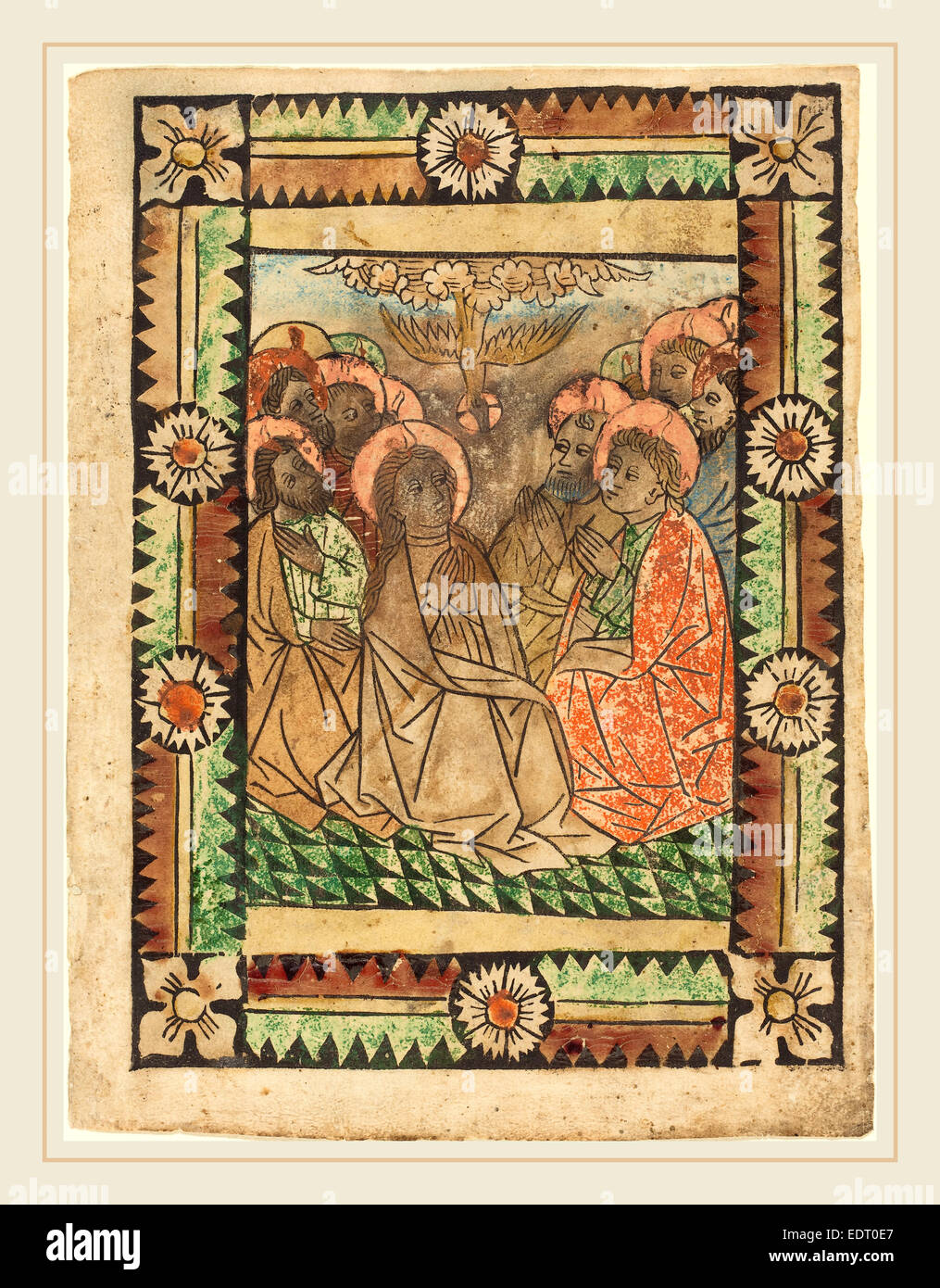 German 15th Century, The Descent of the Holy Ghost, c. 1450, woodcut ...