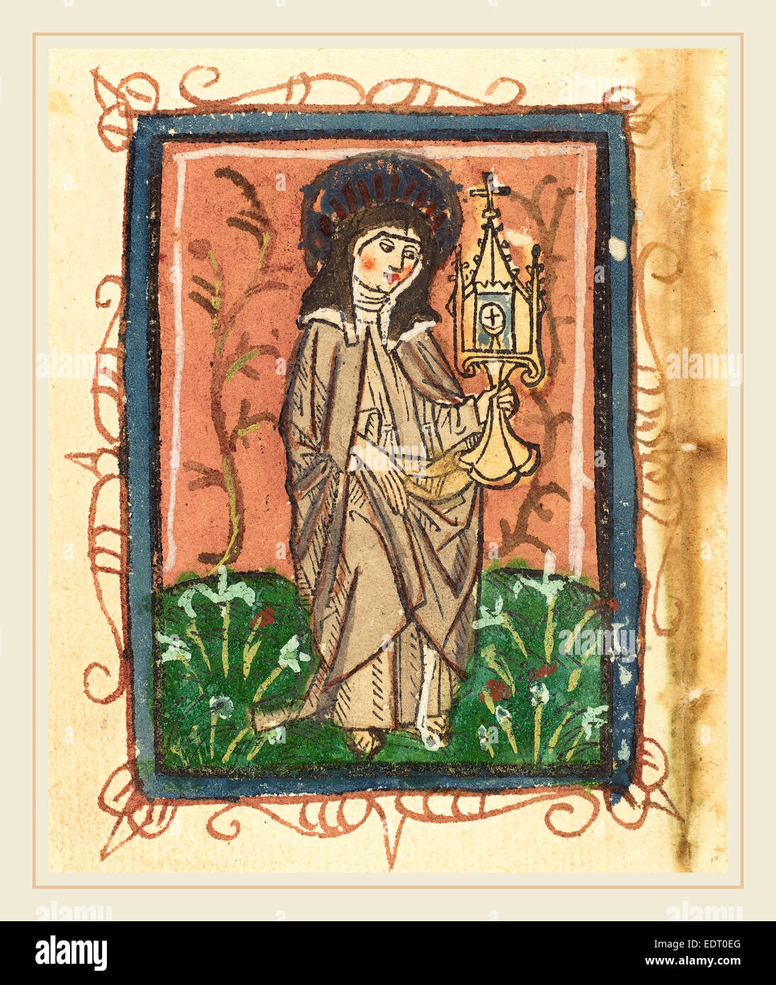 German 15th Century, Saint Clare of Assisi, 1470-1480, woodcut, hand ...