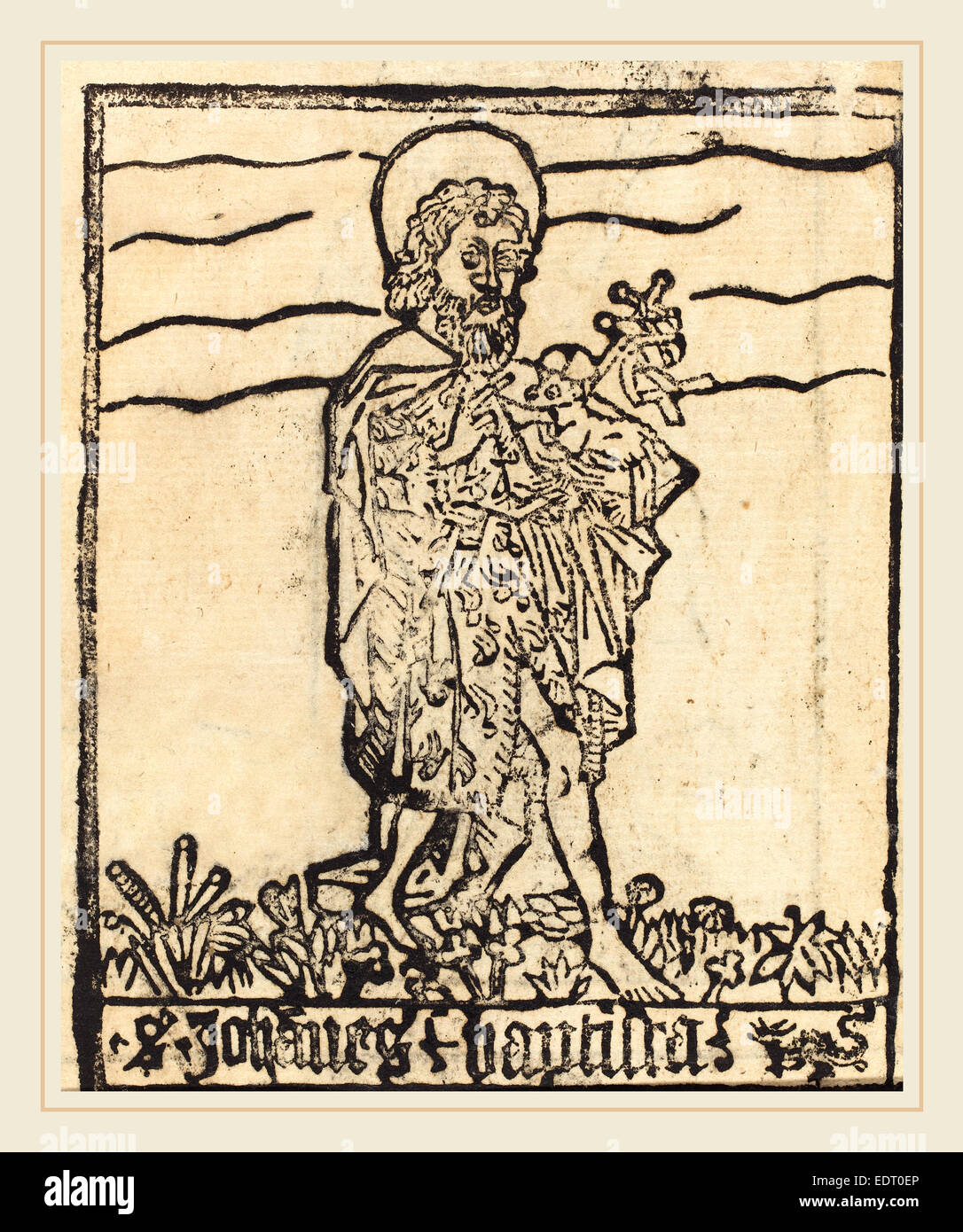 German 15th Century, Saint Agnes [verso], probably 1460-1480, woodcut ...