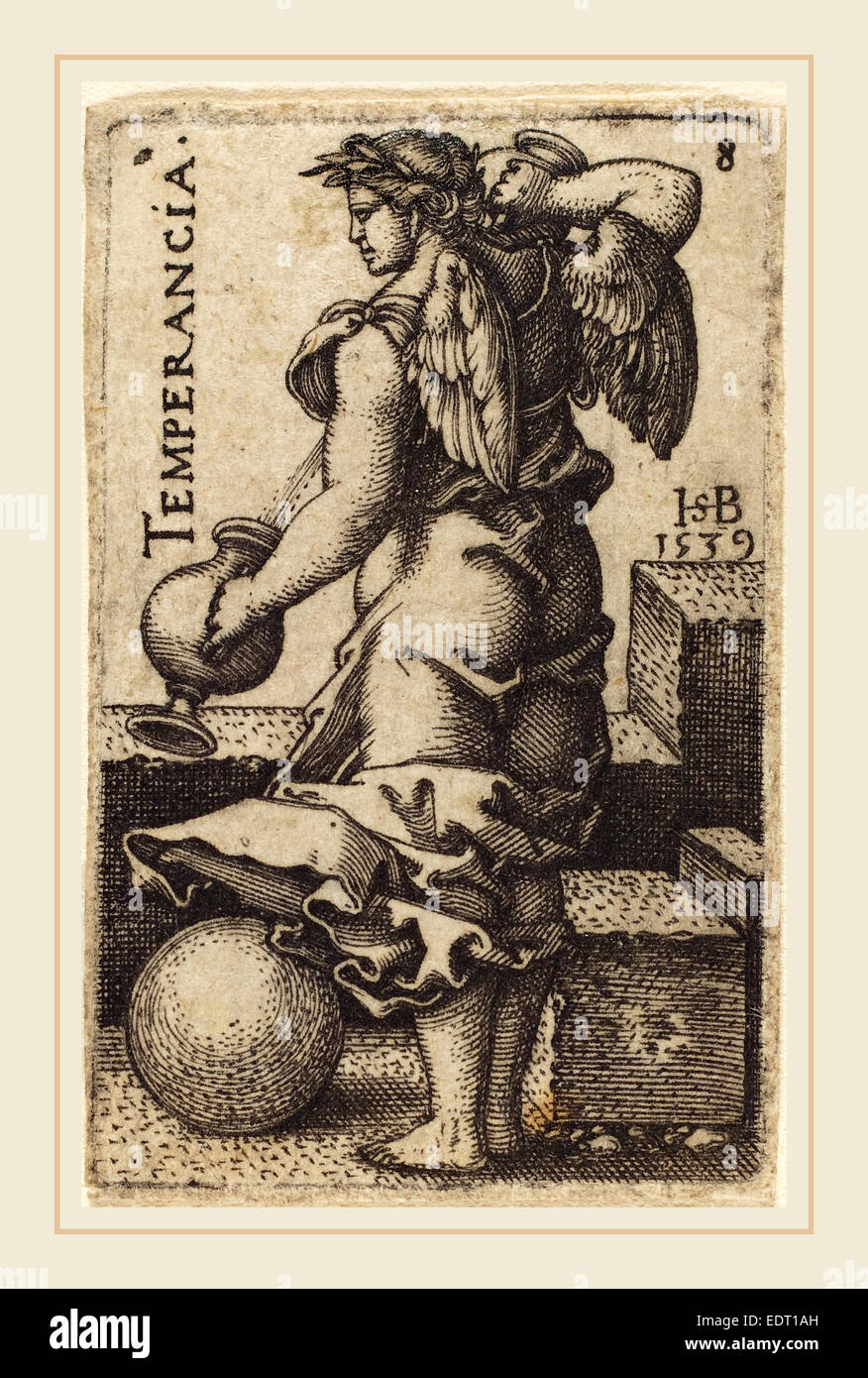 Sebald Beham (German, 1500-1550), Temperancia, engraving Stock Photo ...