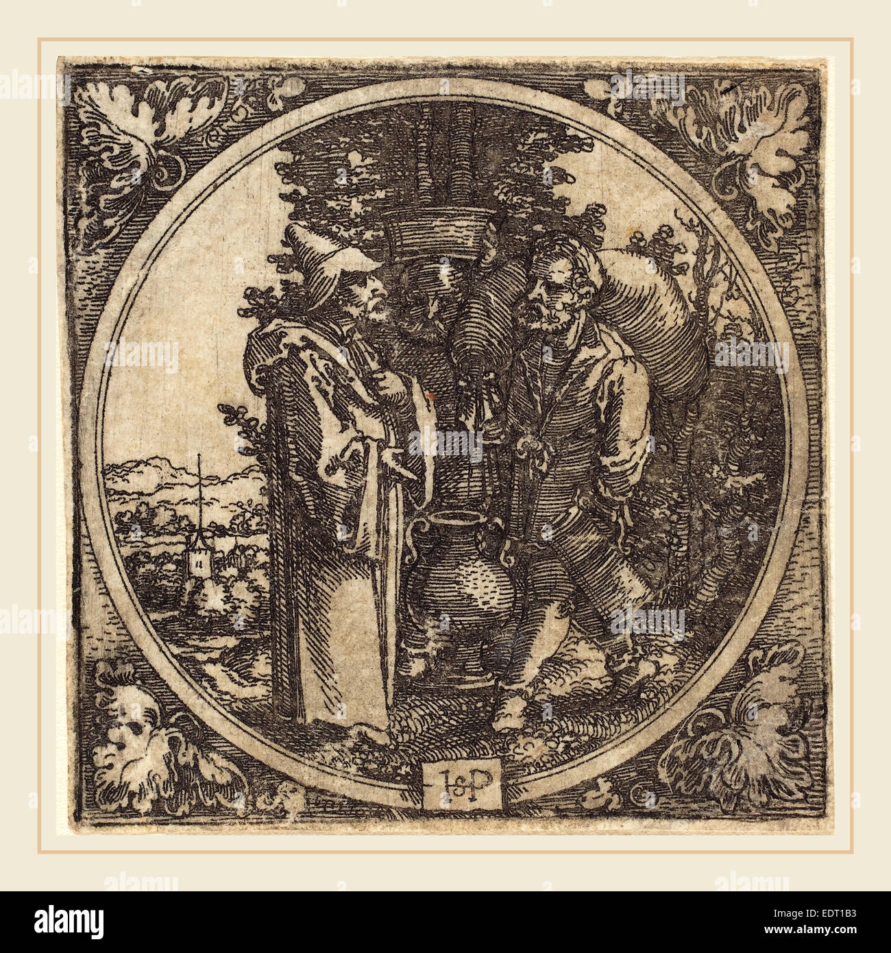 Sebald Beham (German, 1500-1550), Gentleman and Two Servants, or Solon ...