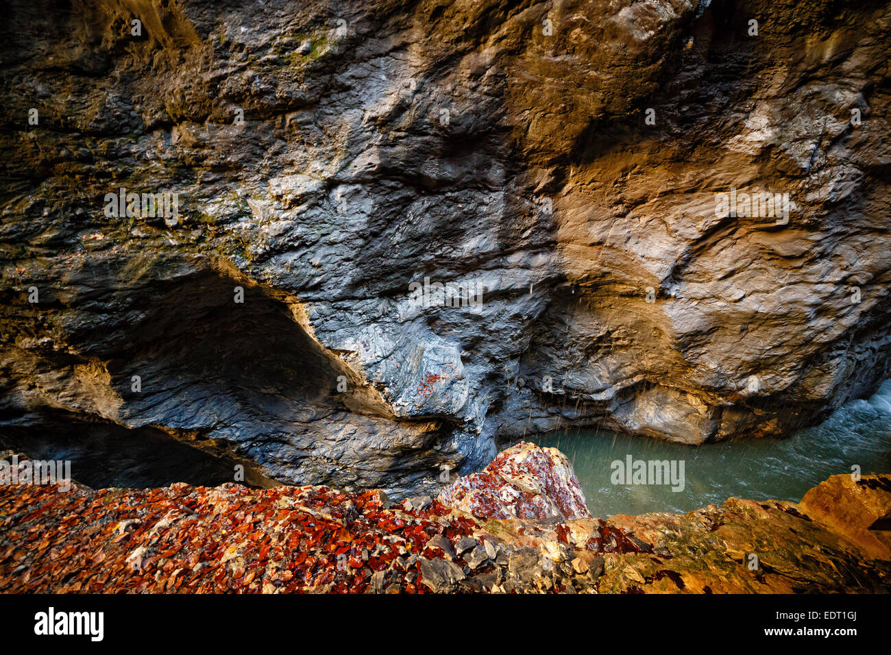 Mountain river flowing through the narrow rocky gorge Stock Photo - Alamy