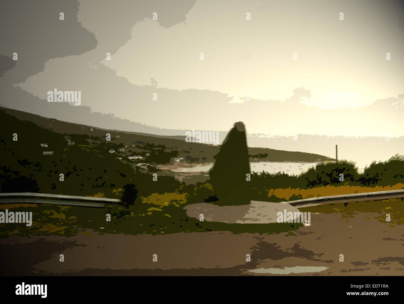 Looking west from the Ring of Kerry, near to Kells, Darby's Bridge and ...