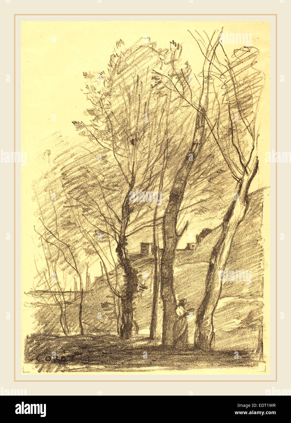 Jean-Baptiste-Camille Corot (French, 1796-1875), Reading Beneath the ...