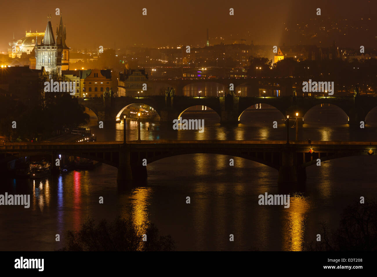 View of bridges through the Vltava river in Prague Stock Photo - Alamy