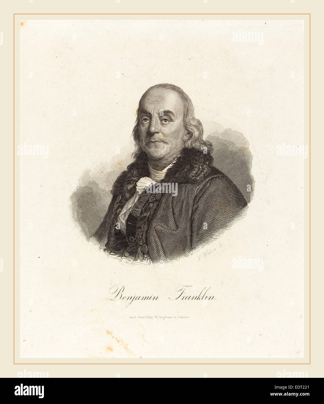 Franz Weber (Austrian, 1760-1818), Benjamin Franklin, etching Stock ...