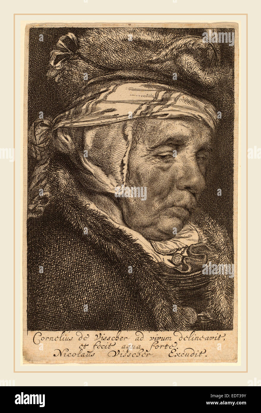 Cornelis Visscher (Dutch, 1629-1662), Head of an Old Woman (Visscher's ...