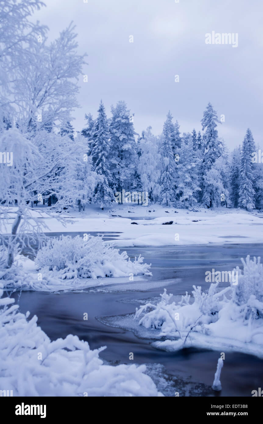 Almost frozen River at Koitelinkoski Stock Photo - Alamy