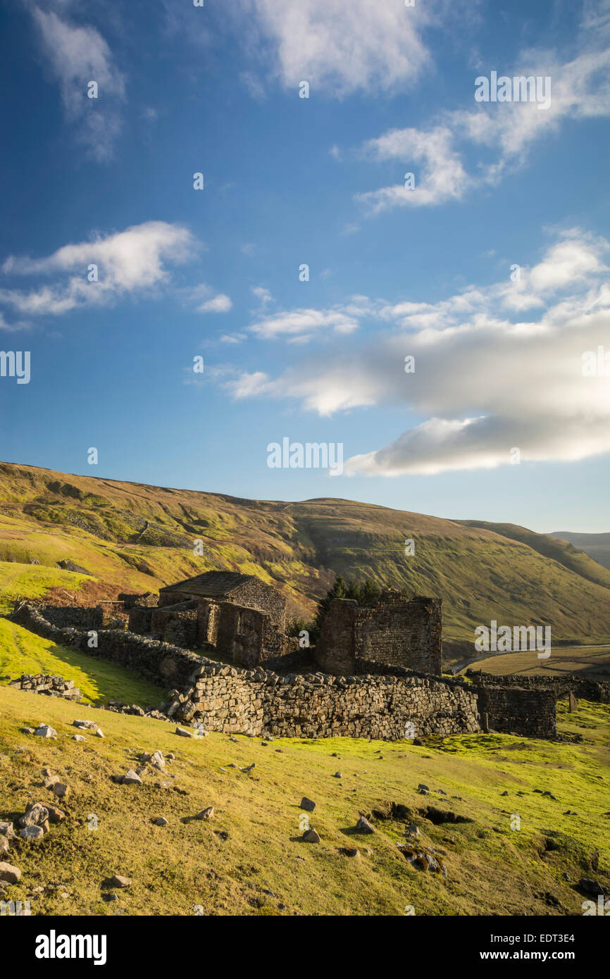 Crackpot Hall to the East of Keld in the Yorkshire Dales on a cold ...