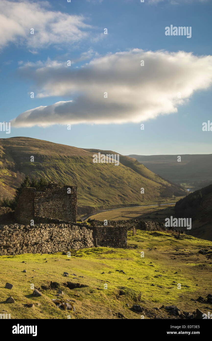 Crackpot Hall to the East of Keld in the Yorkshire Dales on a cold ...