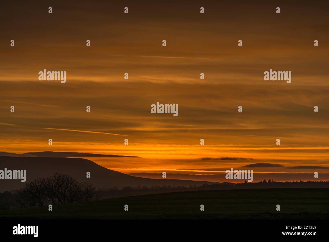 A view towards Whernside from the A66 at sunset Stock Photo - Alamy