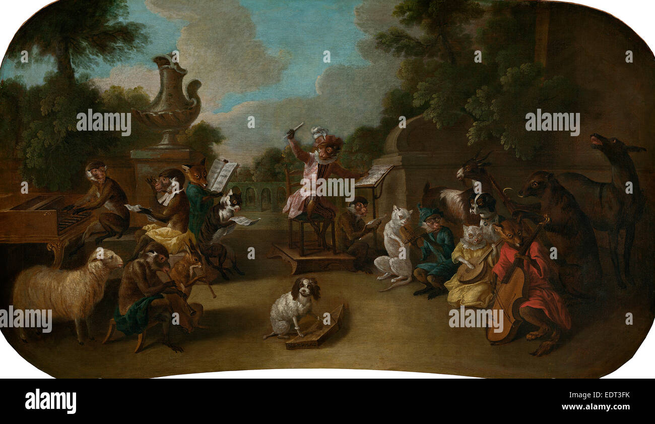 Christophe Huet (French, 1700 - 1759), Singerie: The Concert, c. 1739 ...