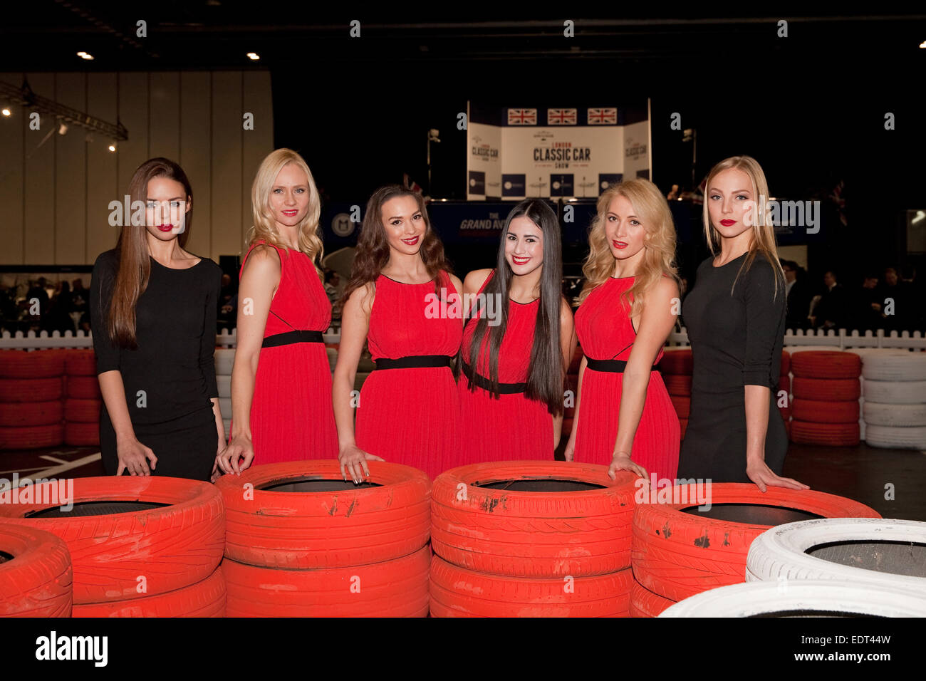 Models at the London Classic car show Excel Stock Photo - Alamy
