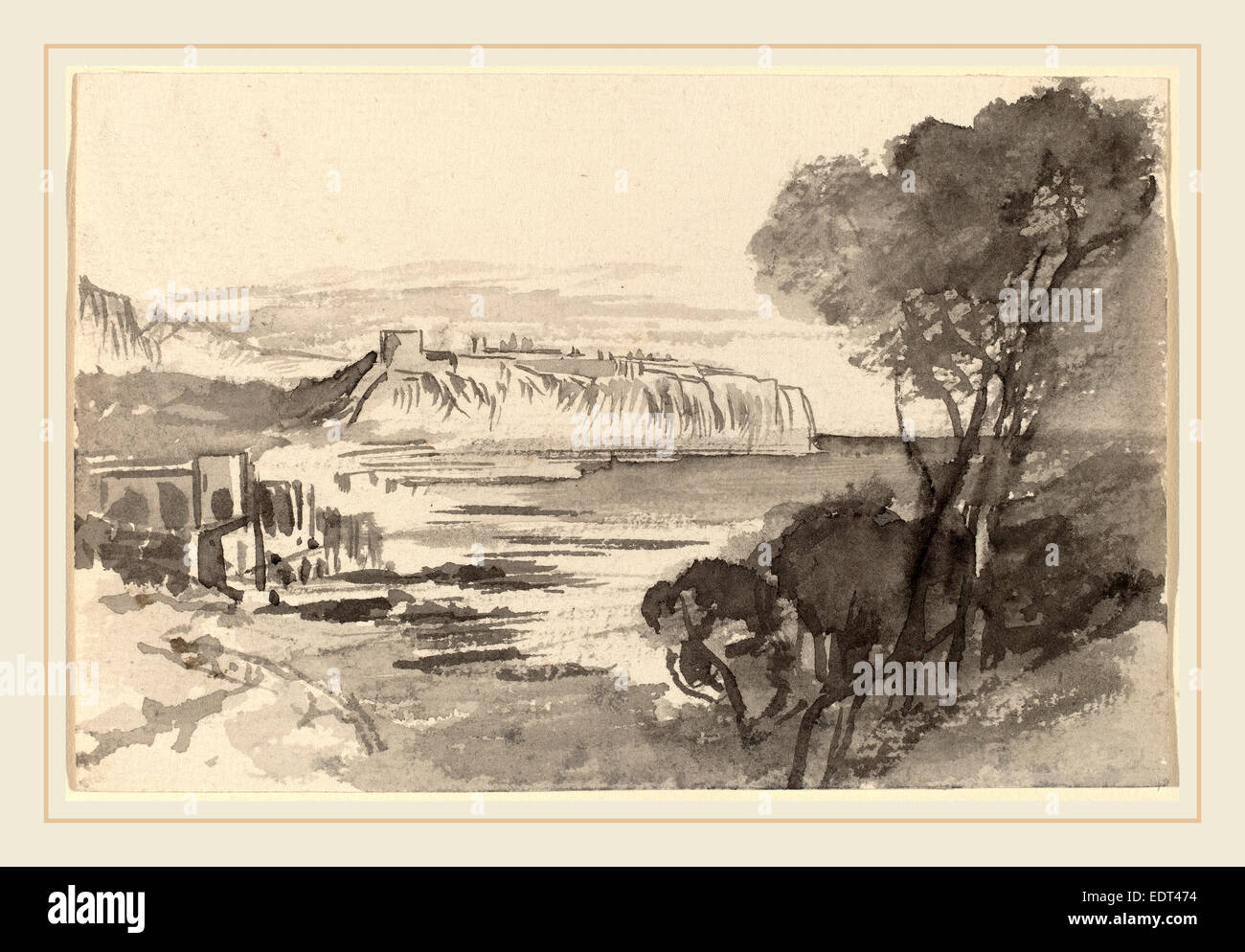 Edward Lear, View across a Bay (Monaco?), British, 1812-1888, 1884-1885 ...