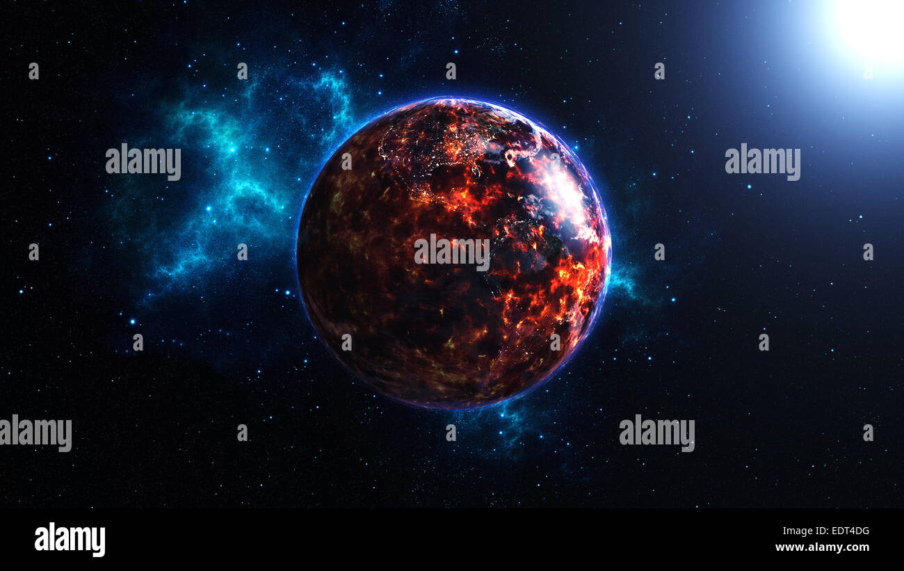 Earth burning after a global disaster, Apocalypse Stock Photo - Alamy