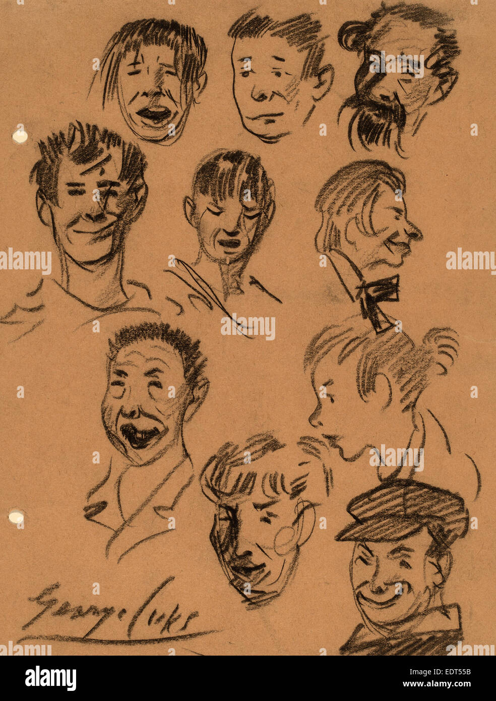 George Benjamin Luks, Ten Heads, American, 1866 - 1933, probably c ...