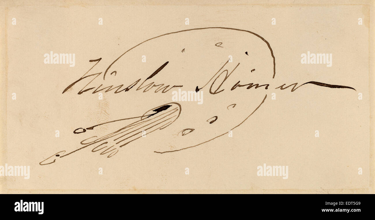Winslow Homer, Signature in Palette, American, 1836 - 1910, pen and ...