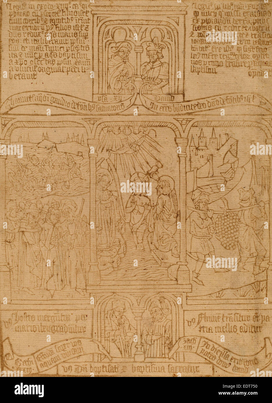 Netherlandish 15th Century, The Baptism of Christ; Pharoah Passing th ...