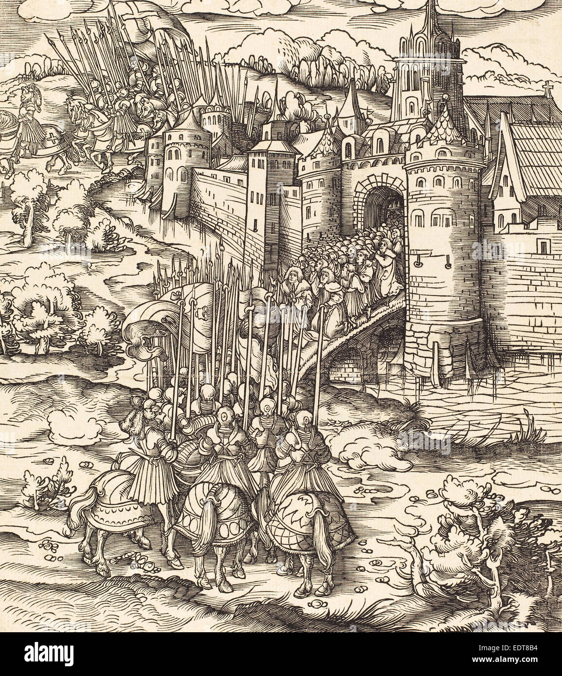 Leonhard Beck (German, c. 1480 - 1542), Various Men Kneeling on a ...