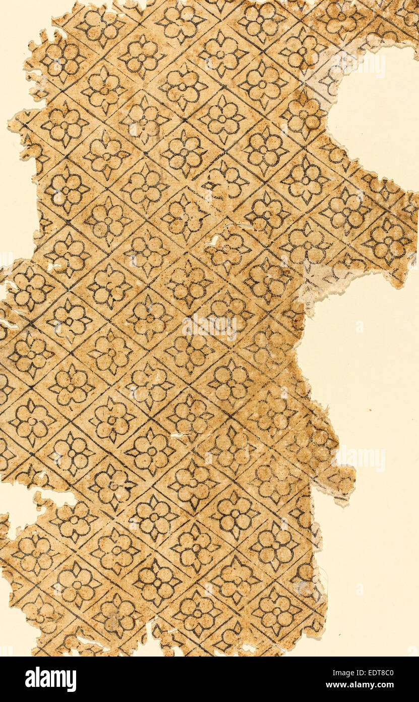 German 16th Century, Sheet with Flower and Diamond Pattern, woodcut ...