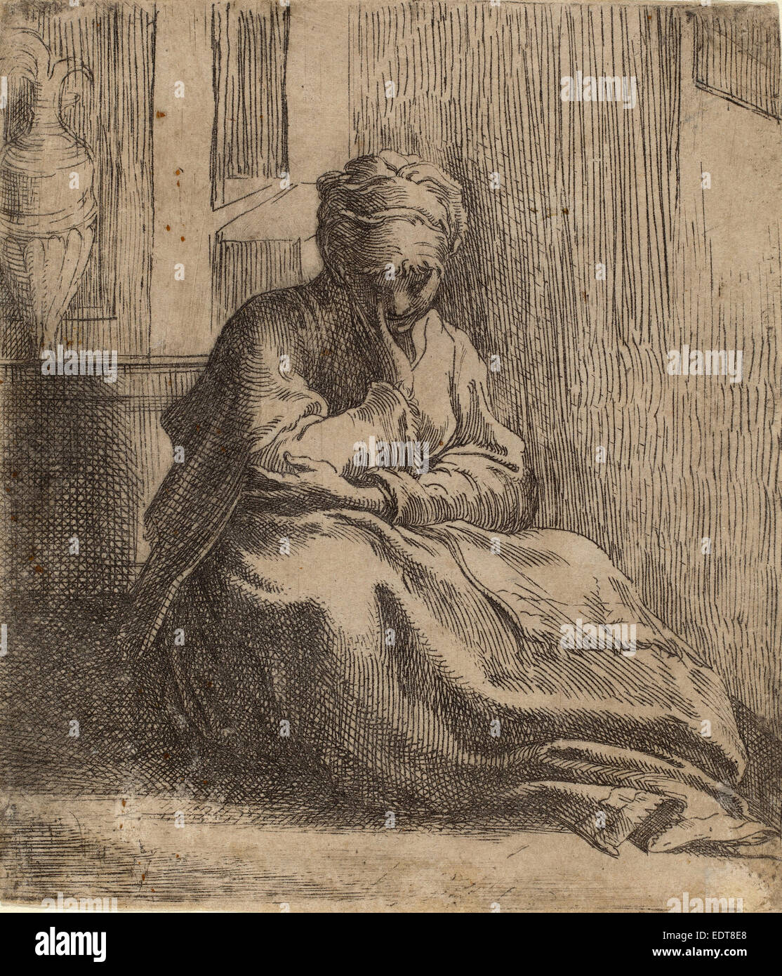 Parmigianino (Italian, 1503 - 1540), Saint Thaïs, etching Stock Photo ...